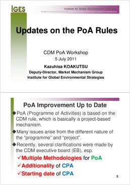 Updates on the PoA Rules