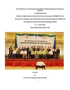 First Workshop on the Development of Myanmar's National Waste ...