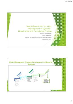 Waste Management Strategy Development in Myanmar: Consultation and ...