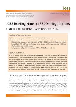 IGES Briefing Note on REDD+ Negotiations: UNFCCC COP 18, Doha