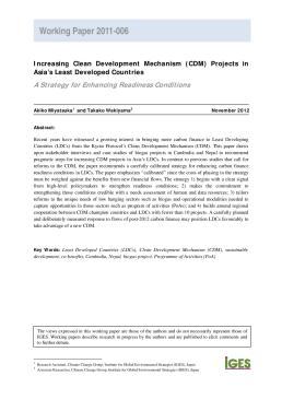 Increasing Clean Development Mechanism (CDM) Projects in Asia’s Least ...