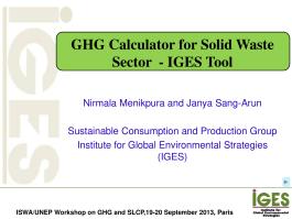 GHG Calculator for Solid Waste Sector - IGES Tool | IGES
