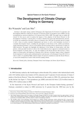 The Development of Climate Change Policy in Germany