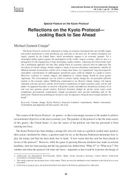 Reflections on the Kyoto Protocol: Looking Back to See Ahead