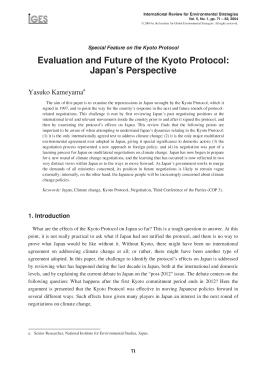 Evaluation and Future of the Kyoto Protocol: Japan’s Perspective