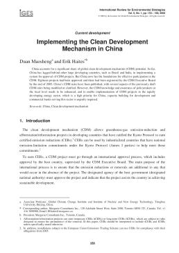 Implementing the Clean Development Mechanism in China