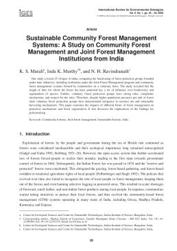 Sustainable Community Forest Management Systems: A Study on Community ...