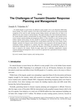 The Challenges of Tsunami Disaster Response Planning and Management