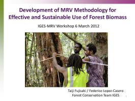 Development of MRV Methodology for Effective and Sustainable Use of ...
