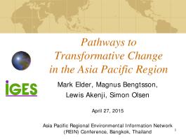 Pathways to Transformative Change in the Asia Pacific Region