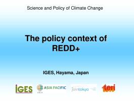 The policy context of REDD+ (lecture for the course on Science and ...