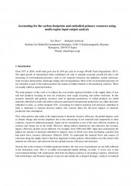 Accounting for the carbon footprints and embodied primary resources using multi-region input ...