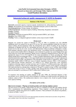 Integrated Urban Air Quality Management (UAQM) in Bangkok