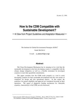 How Is the CDM Compatible with Sustainable Development ?: A View from ...