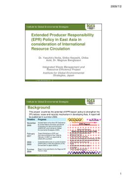 Extended Producer Responsibility (EPR) Policy in East Asia in ...