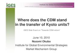 Where does the CDM stand in the transfer of Kyoto units?