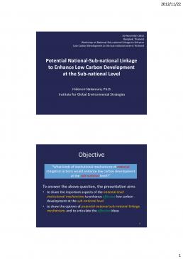 Potential National‐Sub‐national Linkage to Enhance Low Carbon ...