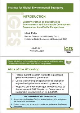 Introduction to Expert Workshop on Strengthening Environmental and ...