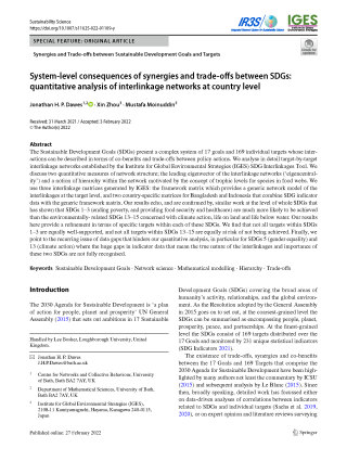 Sustainable Development Goals Interlinkages and Network Analysis: A practical tool for SDG ...